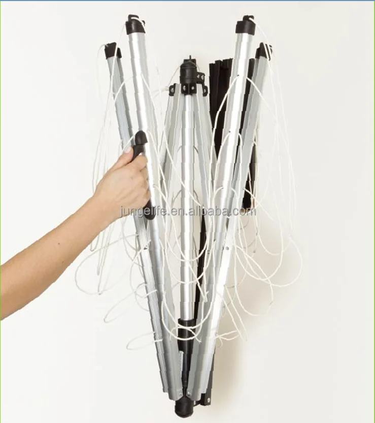 Clothes Line Fold Drying Rack Outdoor Hanger Rotary Airer Aluminum Wall ...