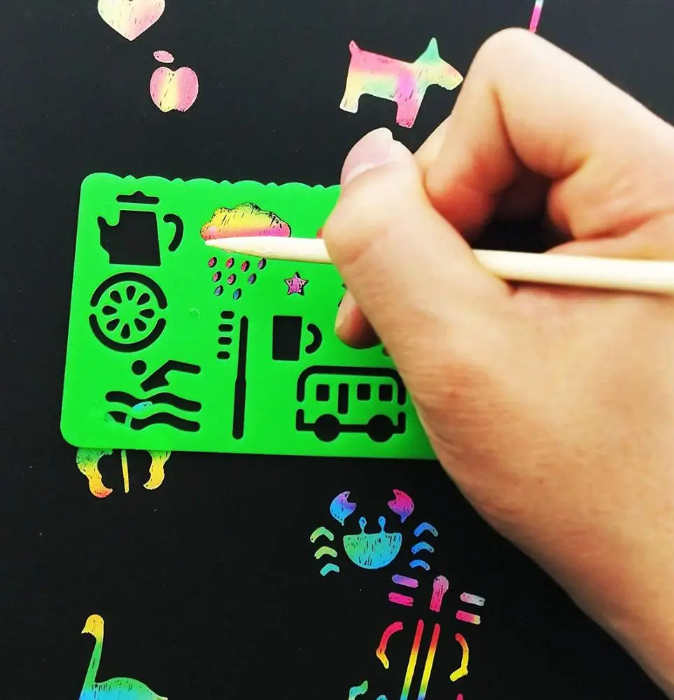 드로잉 스텐실과 스크래치 아트 무지개아이들을위한 연필 깎이 재미와 창의력을 가지고 Buy 스크래치 아트 레인보우드로잉 스텐실스크래치 아트지 Product On