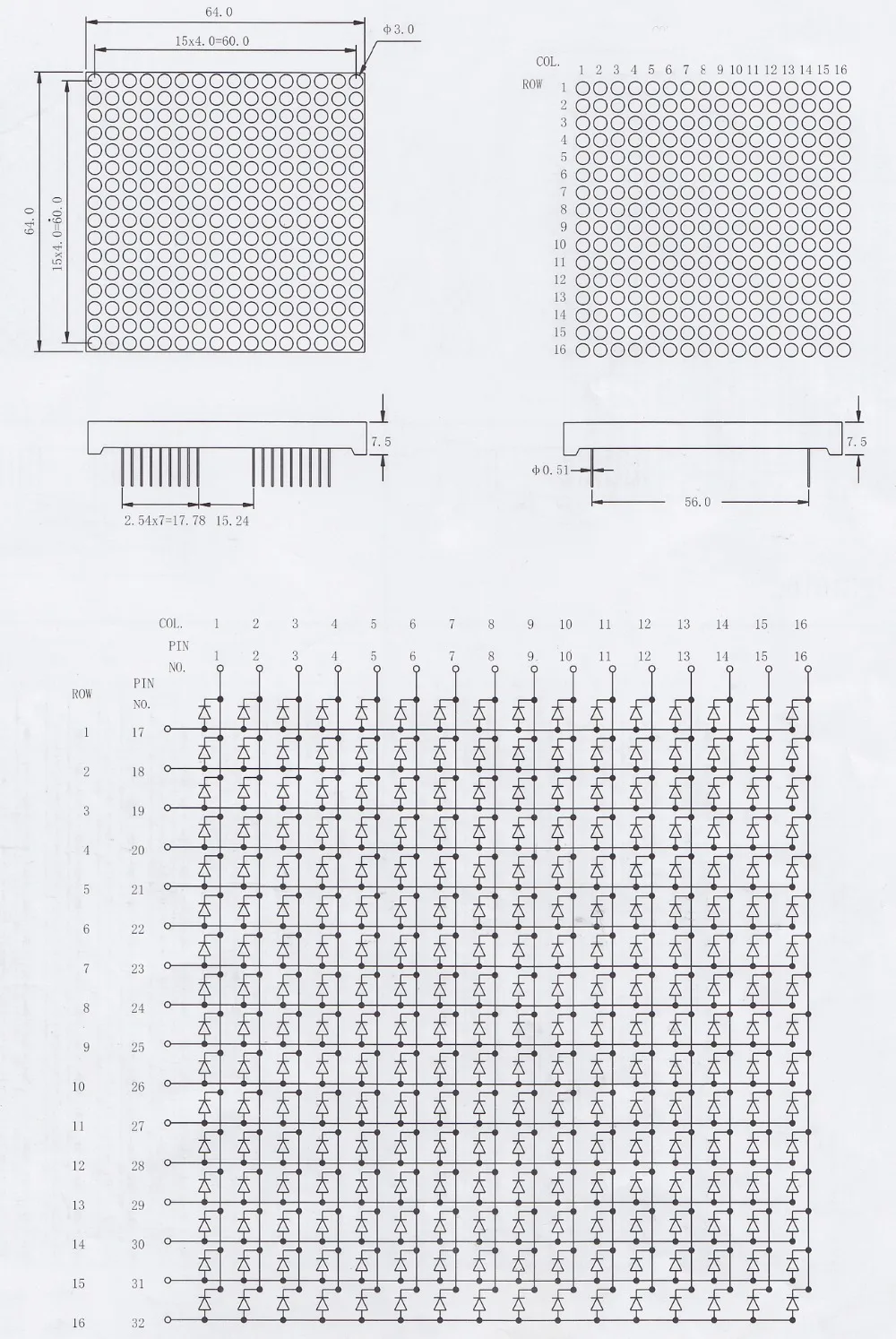 64x64mm LED Matrix - Super Red Dot Display for Advertising