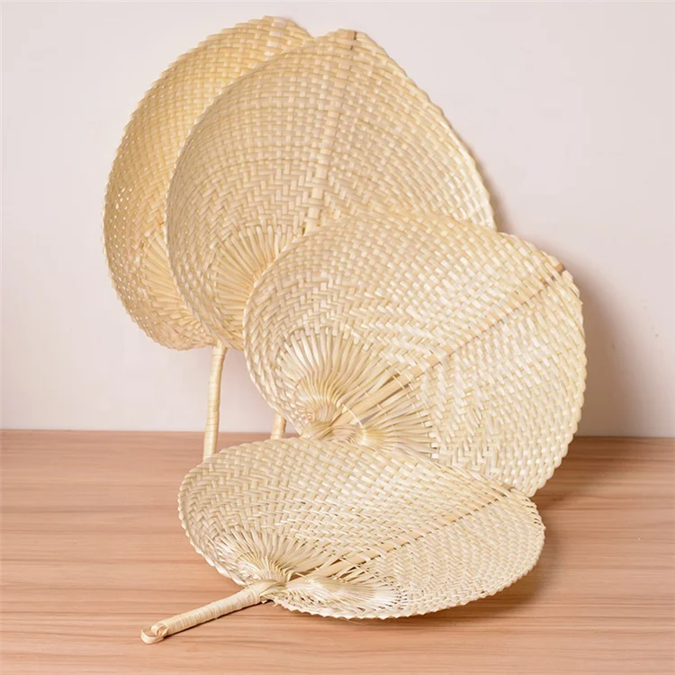 BSBH Hotsale Natural Palm Leaf Bamboo Raffia Fans for Summer