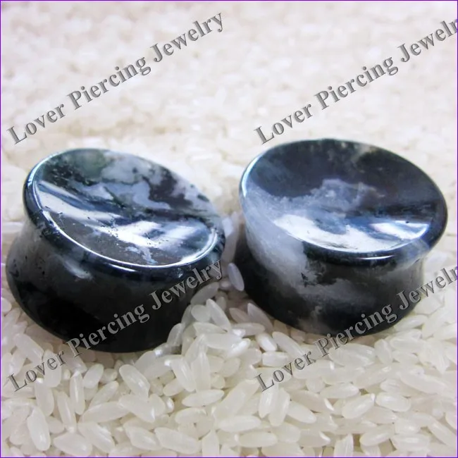 [SE-C164] Concave Design Saddle Plugs Natural Stone Ear Tunnel Piercing ...