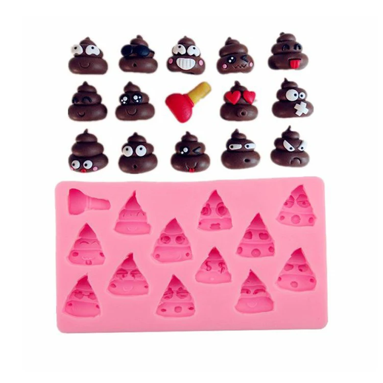 13 Cavities Smiley Face Poo Expression Chocolate Silicon Molds - Buy ...