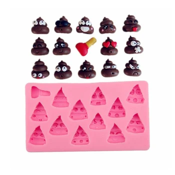 13 Cavities Smiley Face Poo Expression Chocolate Silicon Molds - Buy ...