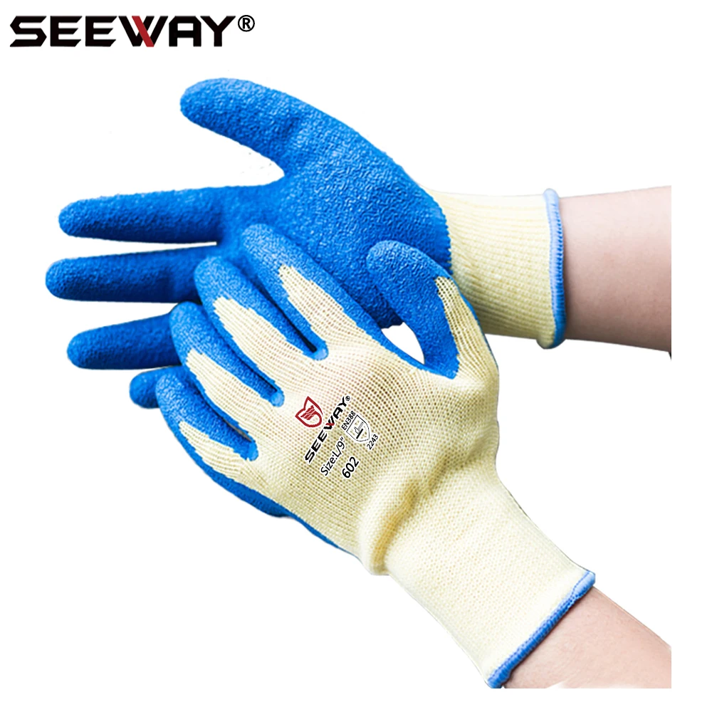 Seeway 10g Yellow Crinkle Latex Gloves Construction Gloves - Buy 10g ...