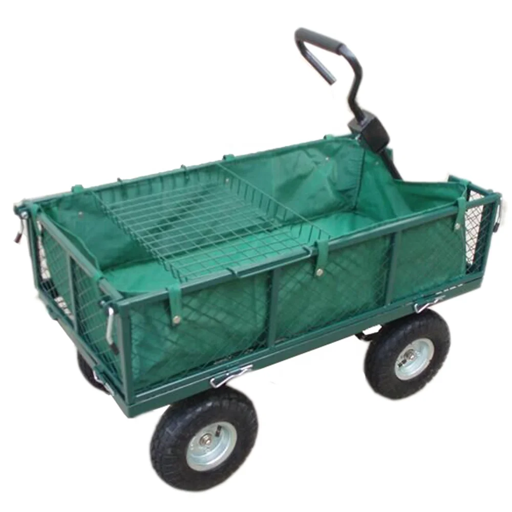 Heavy Duty 300kgs Steel Garden Wagon With Four-wheel Rolling Tool Mesh ...