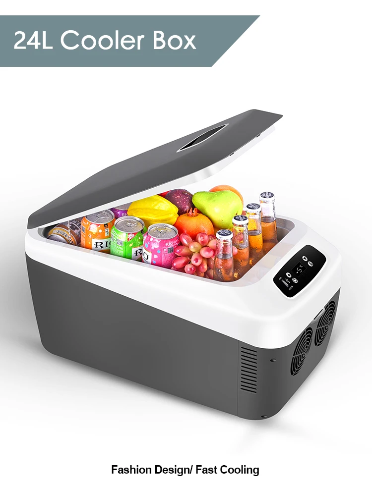 Car Refrigerator 24l Portable Electric Refrigerator With 12/24v Dc And ...