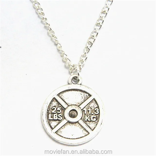 Weight Plate Necklace Charm Chain Fitness Weightlifting Gym Crossfit ...