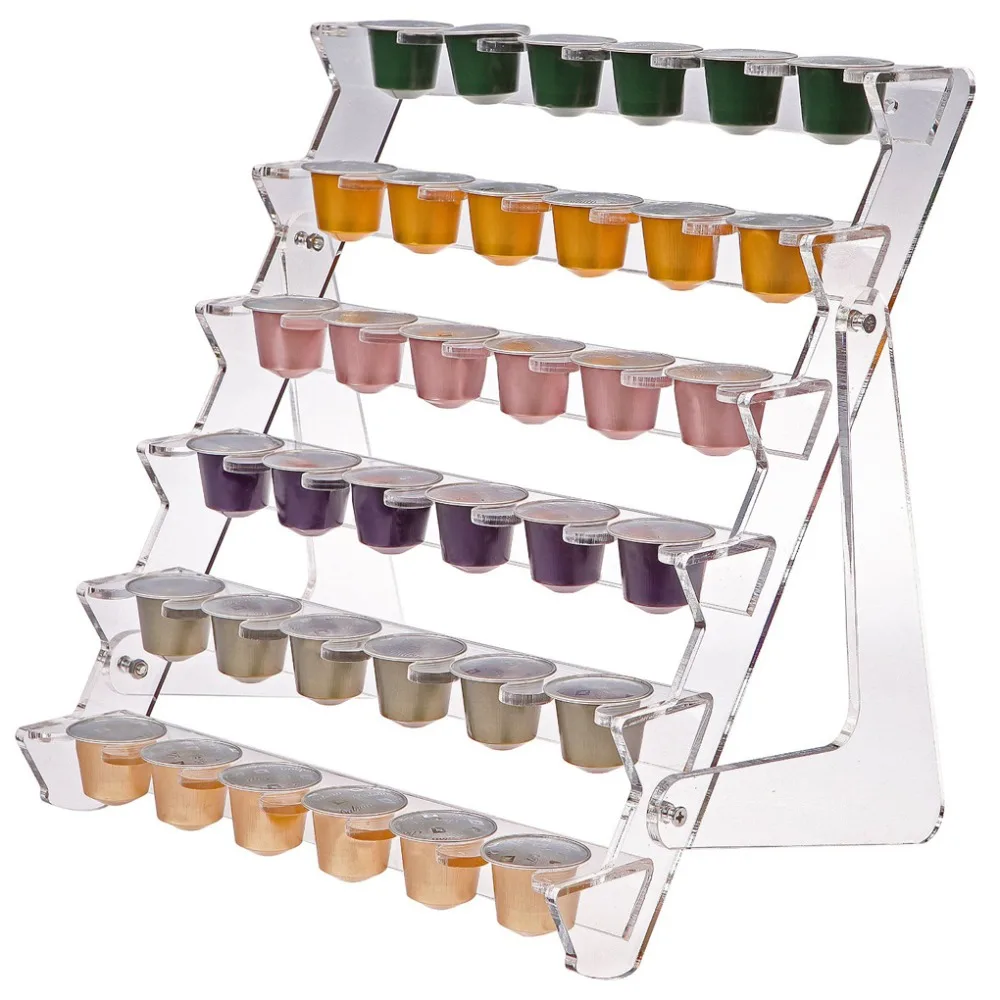 Modern Clear Acrylic 36 Coffee Pad Rack,Counter Top Coffee Pod Holder ...