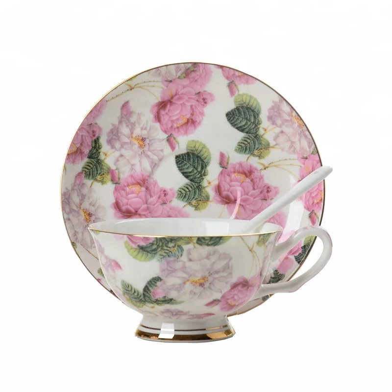 English Porcelain Tea Set - Royal Custom Design Pink Flower