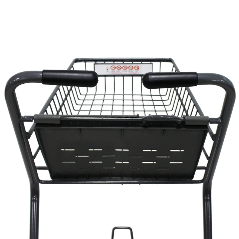 Durable Trolley Shopping Cart - Japanese Style Metal Push Basket