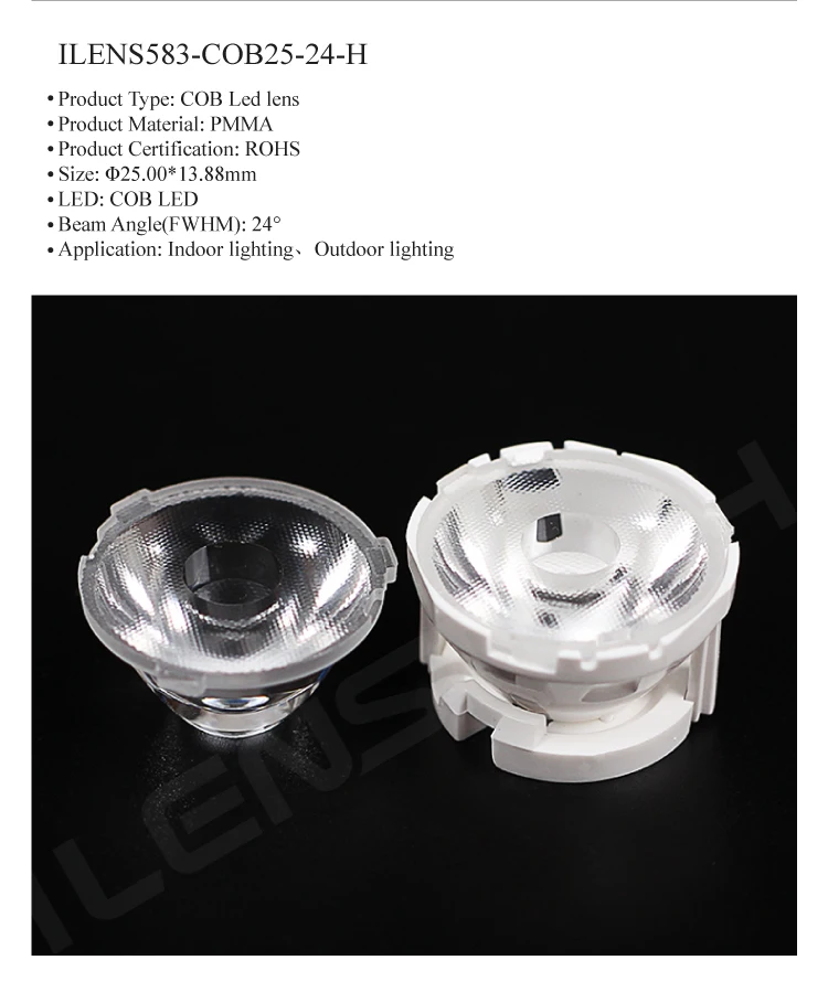 Ilenstech Downlight Led Lens 24 Degree Pmma Led Optical Lens 25mm Diameter For Commercial ...