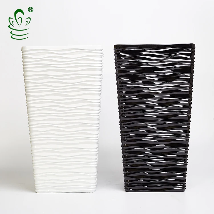Wholesale Ripple Effect Square Plastic Glazed Floor Tall Flower Pots ...
