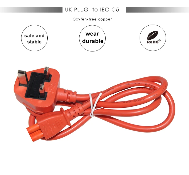 ASTA BSI Fuse Plug 13A 250V Extension C5 Clover lead Socket Cable ...