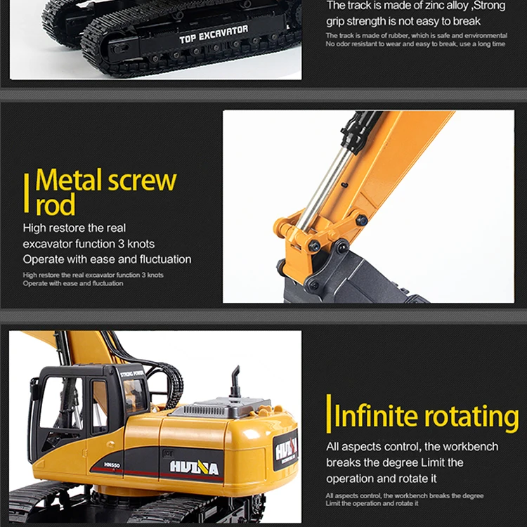 Hot HUINA 1580 580 1:14 23CH RC Excavator Metal Huina RC Truck