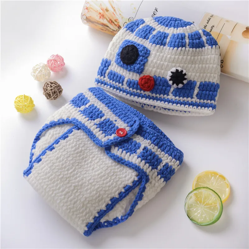 Custom Handmade Milk Cotton Yarn R2d2 Droid Baby Crochet Hat Costume ...