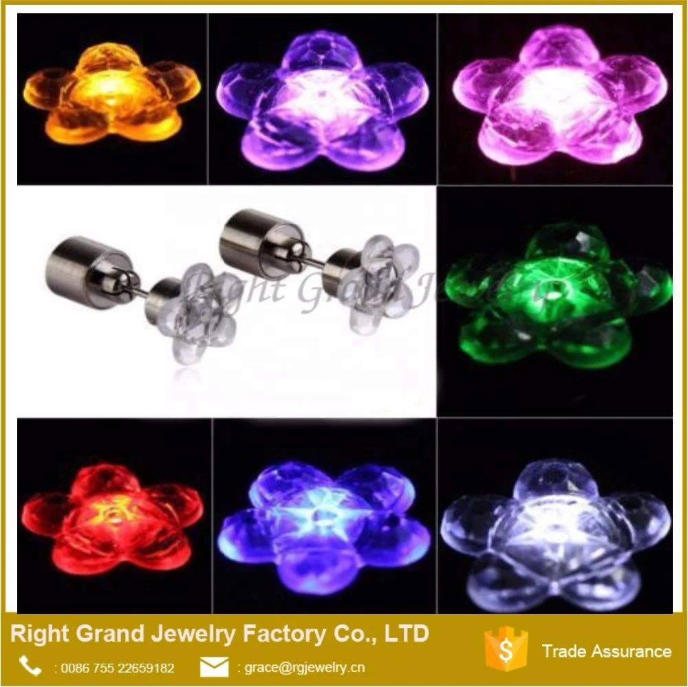 Fashion 7mm Cubic Zirconia Surgical Steel Led Light Up Barbell Ear ...