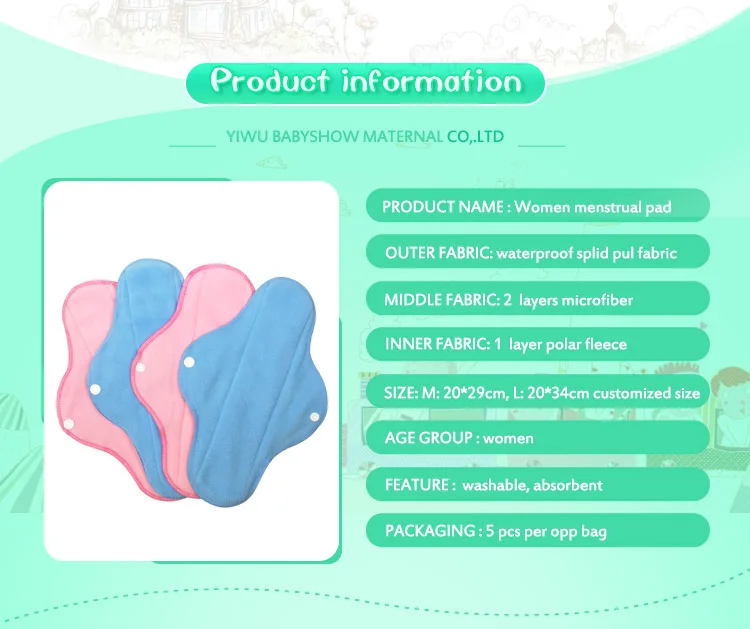 Babyshow Lady Underwear Custom Sanitary Pads Sets Big Size Reusable ...