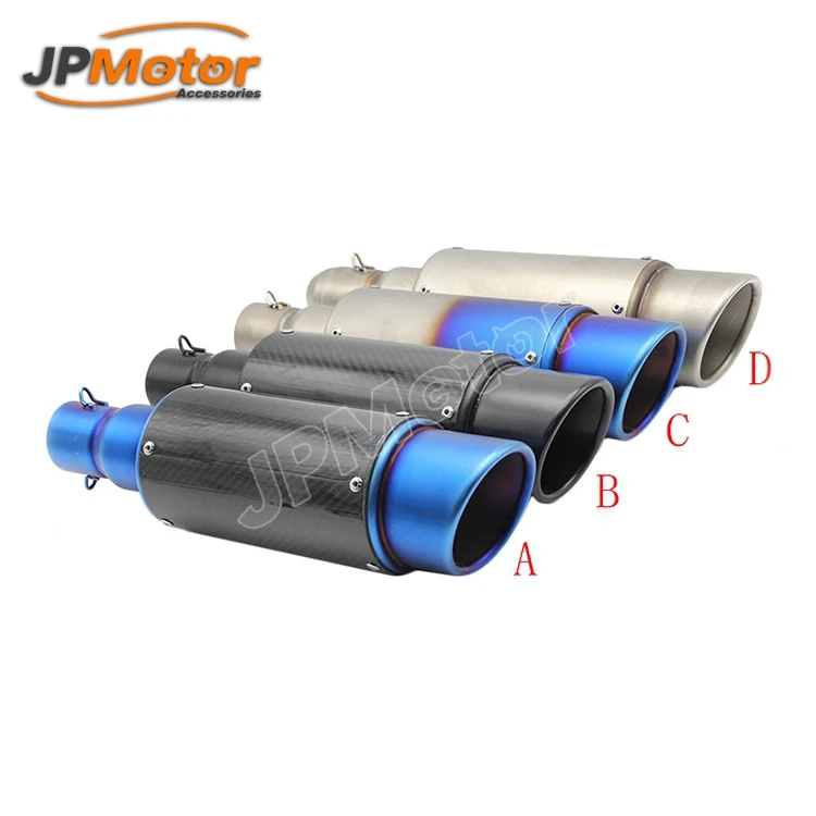 Jpmotor -51mm Titanium Blue Carbon Fiber Motorcycle Exhaust Muffler ...
