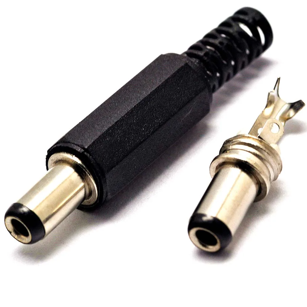 DC Power Connect Jacks 5.5 x 2.1mm Male Solder DC Power Barrel Tip Plug ...