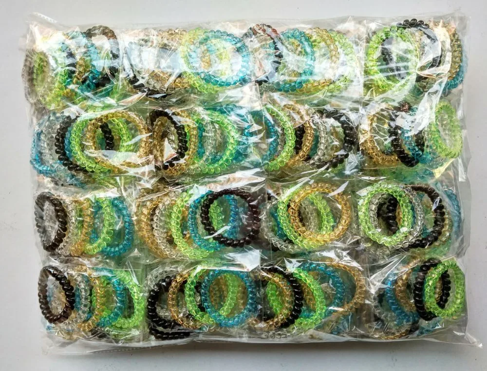 Genya Plastic Spiral Hair Ties Elastic Hair Bands Phone Cord Clear ...