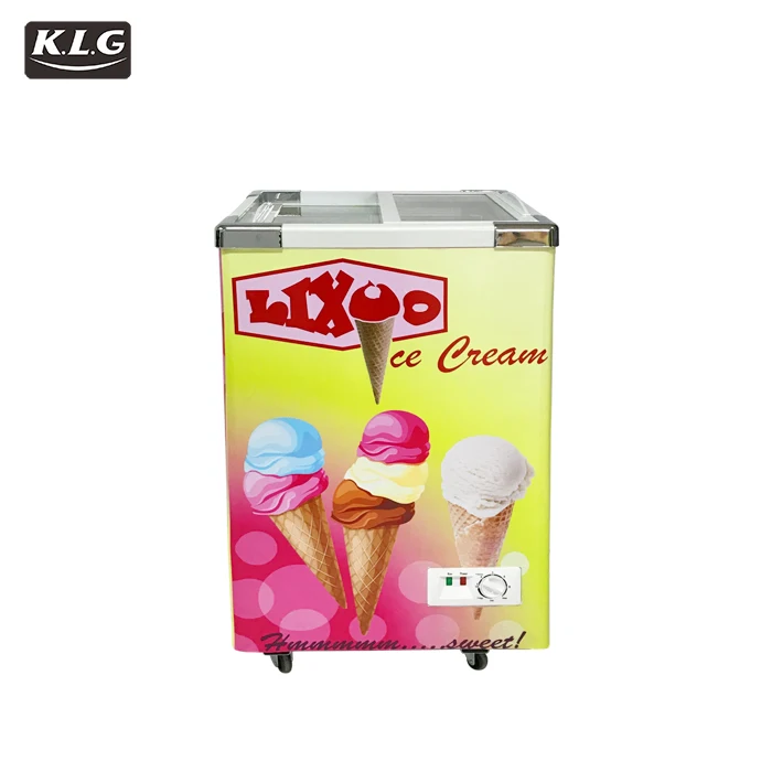 220v 12v 110v Ice Cream Freezer Single Temp Glass Open Door Chest ...