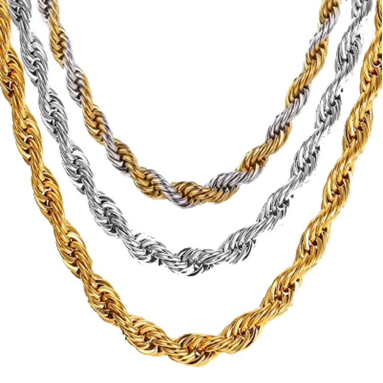 3MM 5MM 7MM 8MM Cuban Link Chain Stainless Steel Necklace Waterproof ...