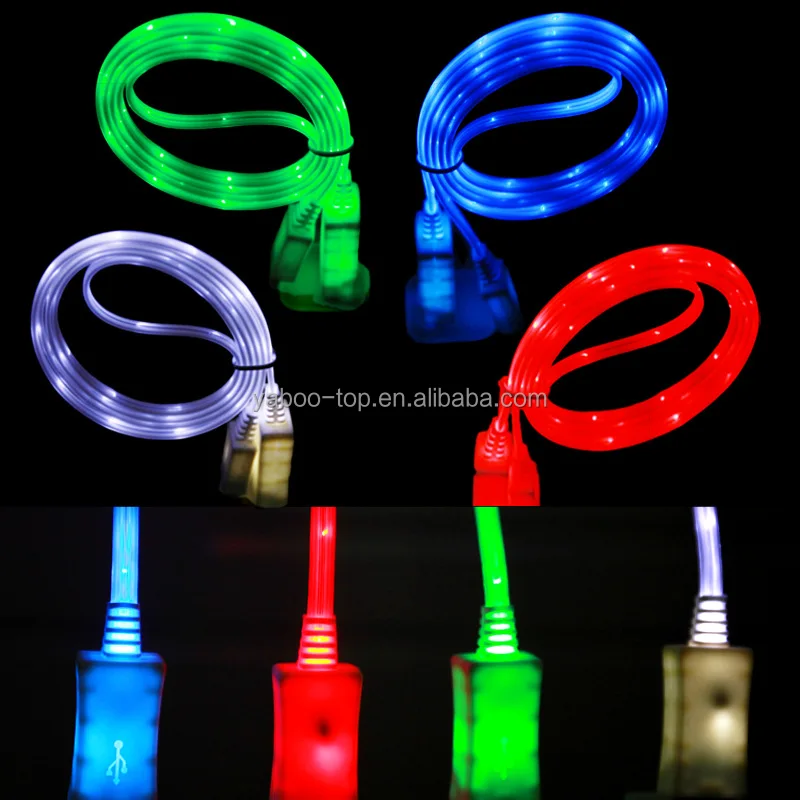 (wholesale) 2024 Wire Led Usb Cable Colorful 3ft/ 1m Led Light 2a Micro ...