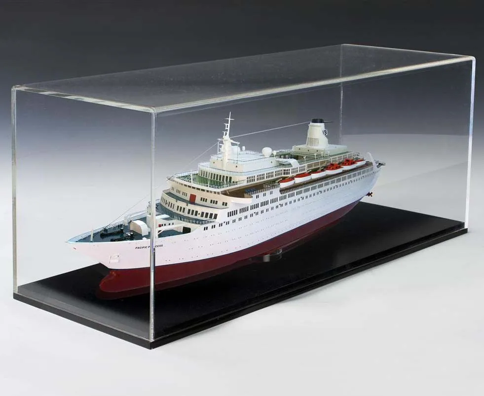 Clear Acrylic Ship Boat Model Display Case - Modern & Dust-proof