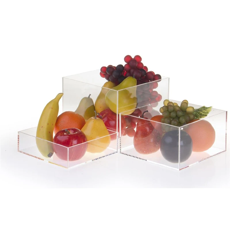 Custom Sizes Acrylic Lidless Cube Display Storage Box Set