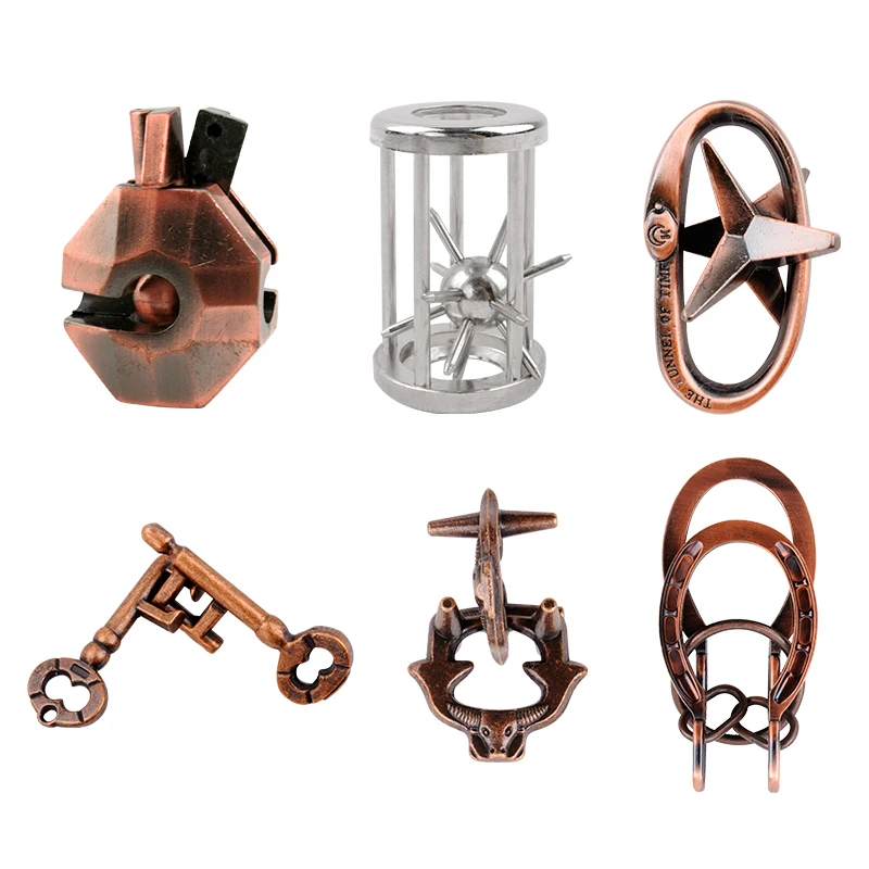 Metal And Wooden 3d Puzzle Brain Teasers Block Puzzle For Kids And ...