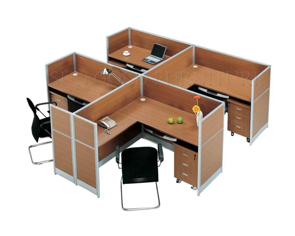 Modern Office Cubicles 4 Person Workstation Computer Desk Computer ...