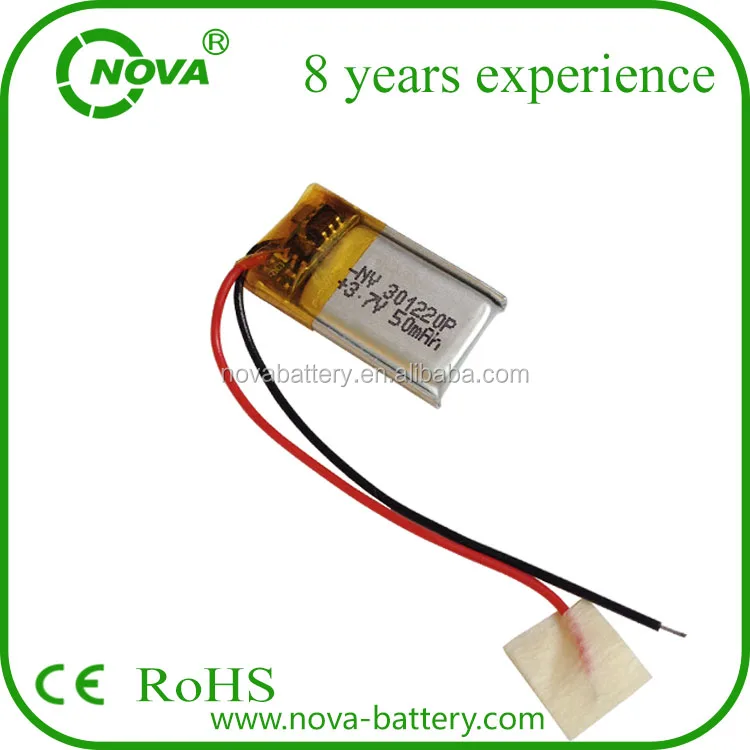 301020 301220 3.7v 40mah 50mah 55mah Li-polymer Rechargeable Battery ...