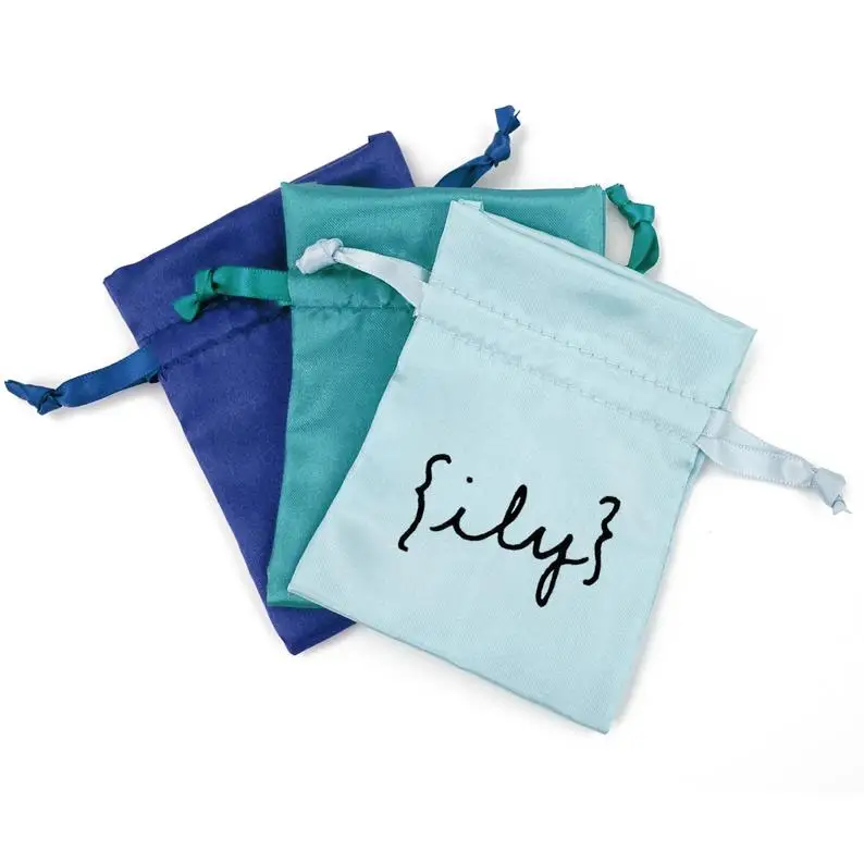 Eco Friendly Recycled Blue Satin Small Jewelry Gift Packaging Pouch Bag ...