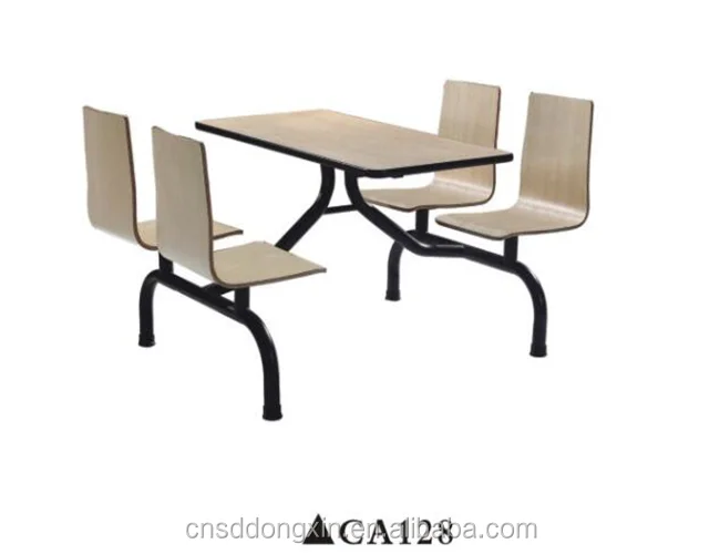 New design school canteen conjoined wood dining 4 seater table &chairs ...