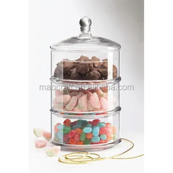 3 Tier Glass Storage Candy Jar - Buy 3 Layer Glass Storage Candy Jar,3 ...