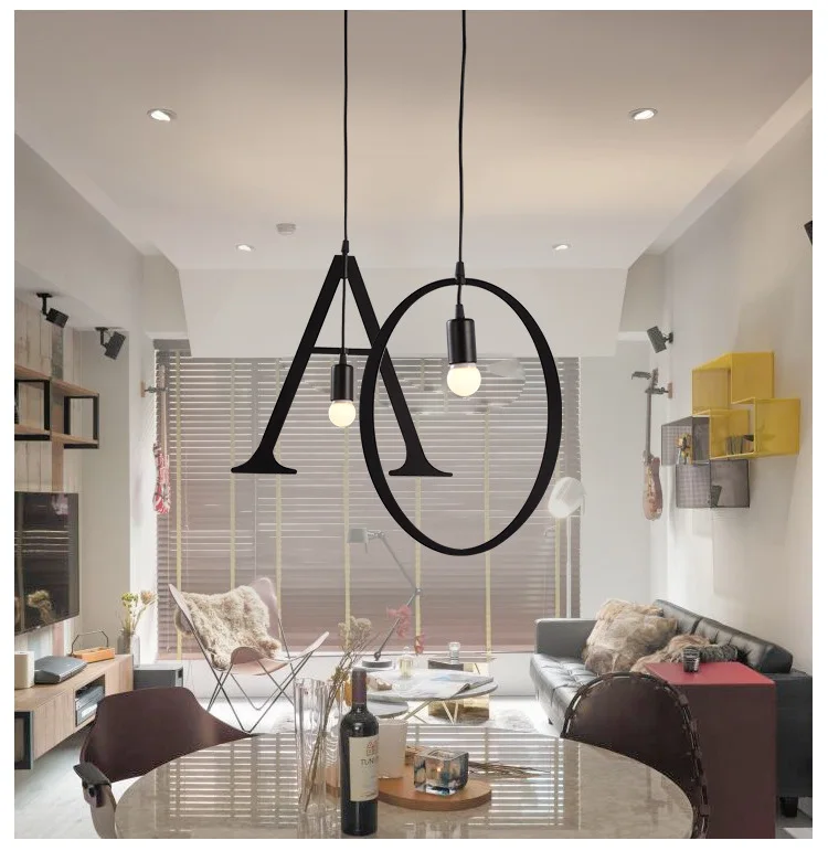 Modern Loft Abc Alphabet Pendant Light Simple Design Bar Shop Decor ...