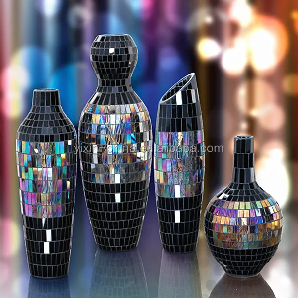 Luxury Shiny Rainbow Mirror Mosaic Glass Vase For Home Decor Flower ...