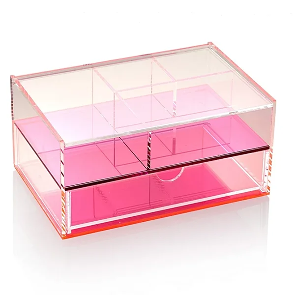 Custom 2 Tiers Neon Pink Acrylic Jewelry Display Box With Drawer ...