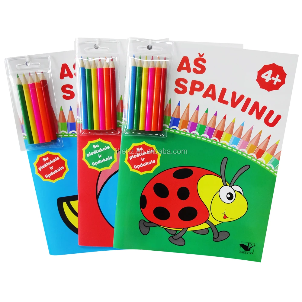 High Quality Paper Coloring Book With Crayons Set Child Book Printing ...