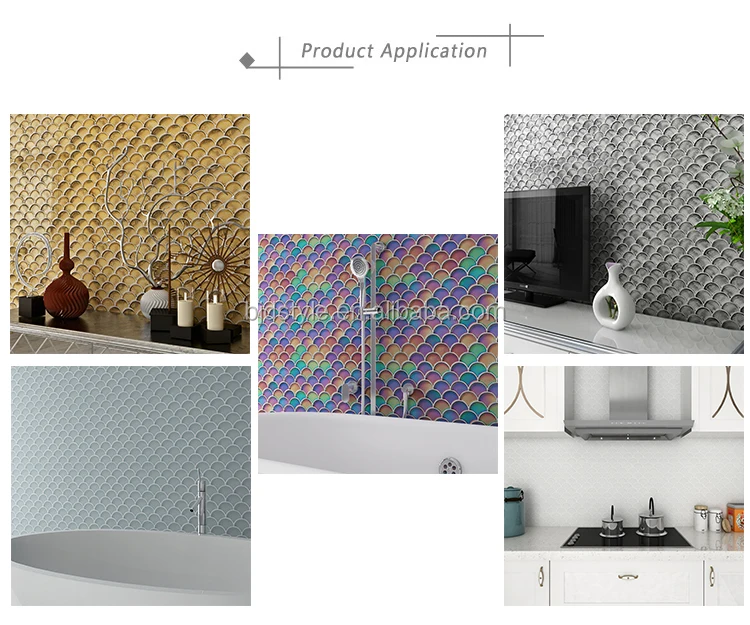 Iridescent Fish Scale Glass Mosaic Tiles for Interior
