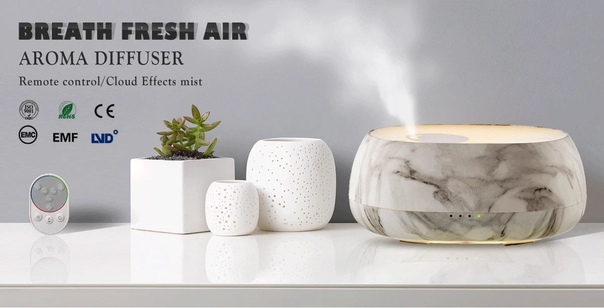 Marble Diffuser - 500ml Ultrasonic Humidifier with Aromatherapy