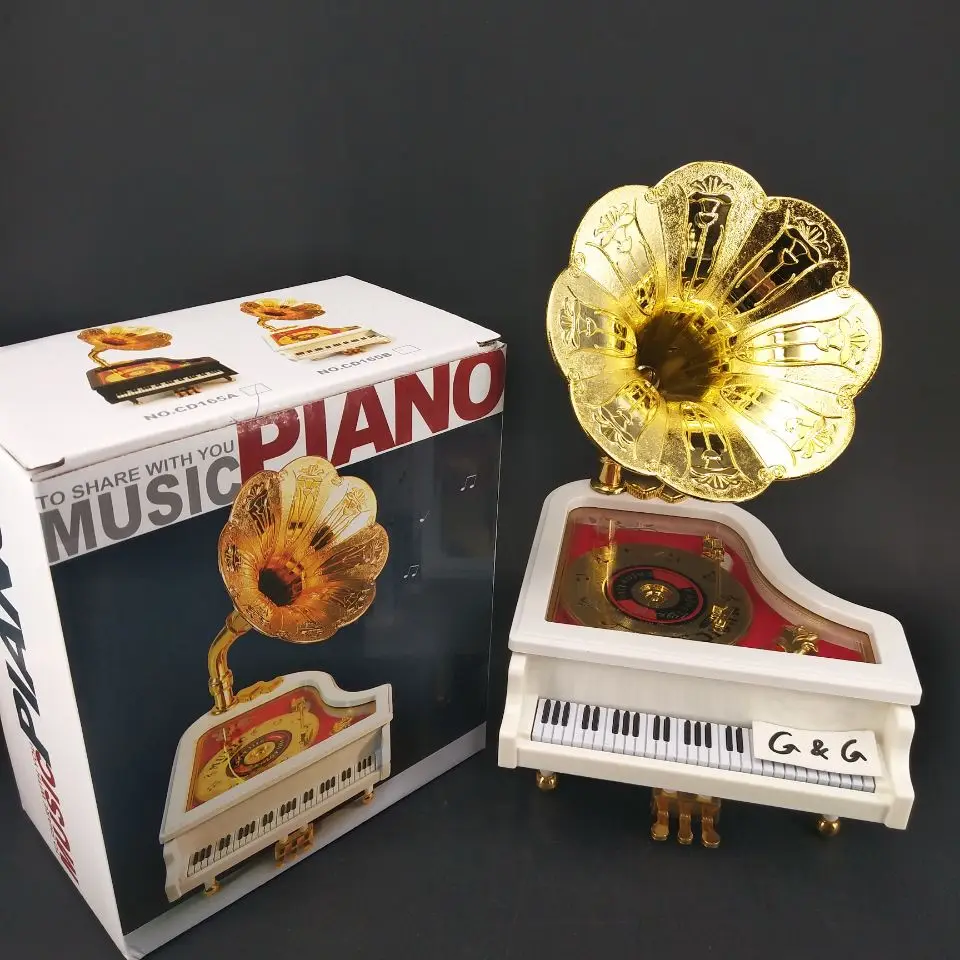 18-note Plastic Mini Gramophone Music Box - Buy Gramophone Music Box ...