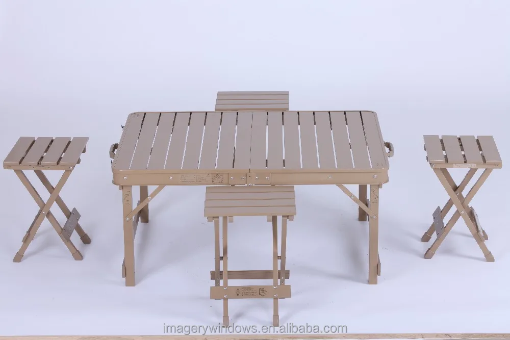 Outdoor Collapsable Table And Chair 100% Aluminium Alloy Folding Picnic ...