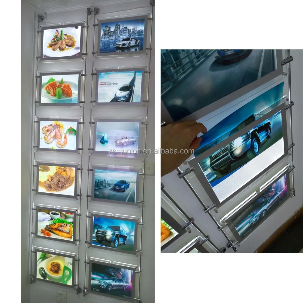 a4 acrylic frame cable wire hanging display system real estate led ...