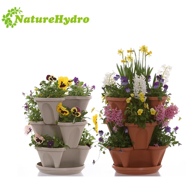 Stackable Tier Flower Pots Planter Vertical Irrigation Grow Plant ...