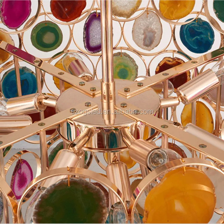 Modern Agate Led Chandeliers Lighting Metal Led Pendant Chandelier ...