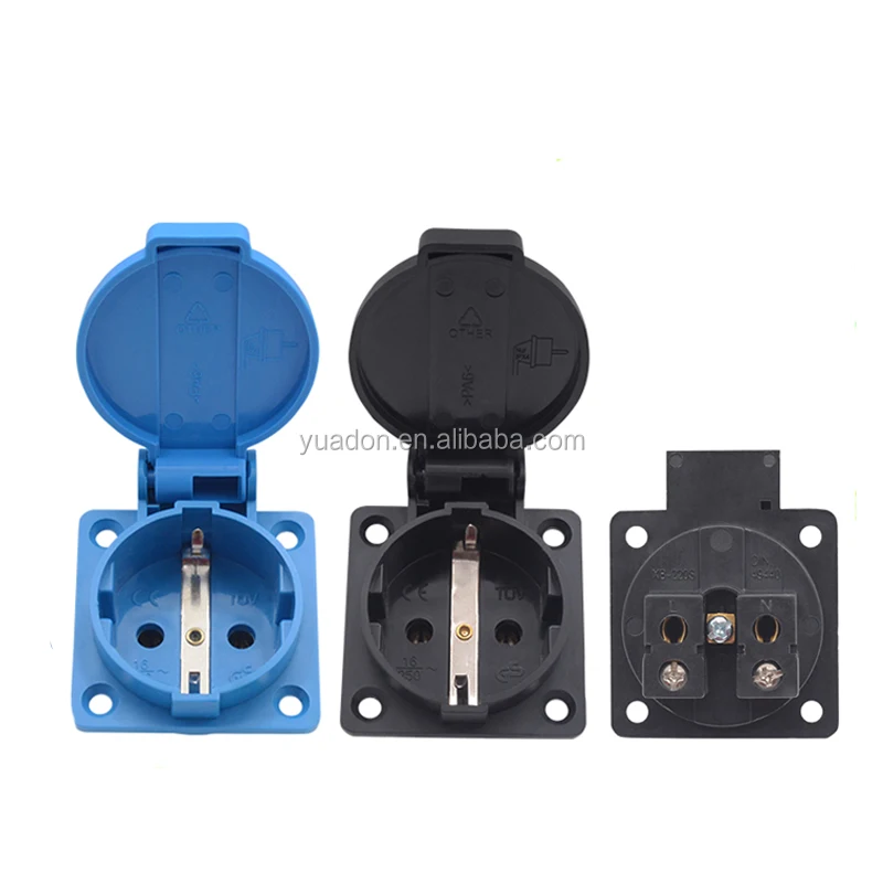 Yuadon IP44 EU Germany waterproof electrical schuko socket with cover ...
