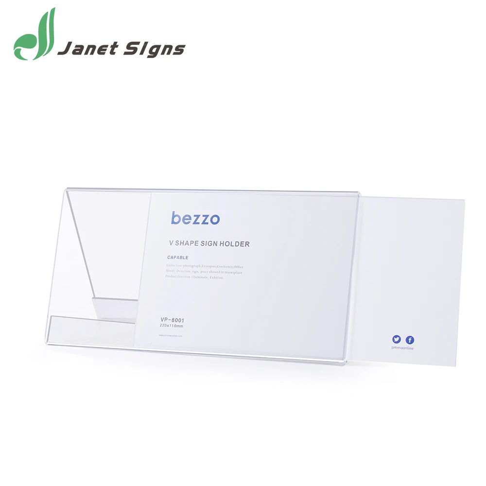 Customizable Acrylic Sign Holder Table Card V shape acrylic A4 paper ...
