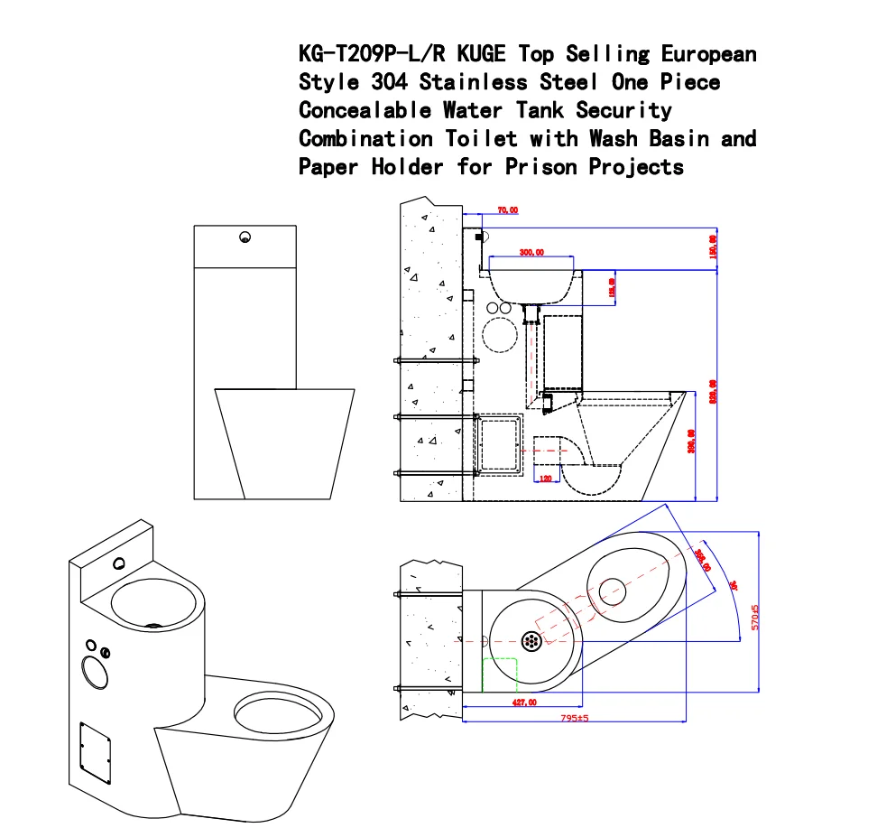 Stainless Steel Prison Combination Toilet - Durable & Hygienic