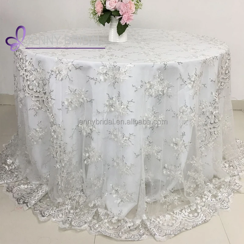 Tl002s White Luxury Embroidery Polyester Lace Tablecloth - Buy ...